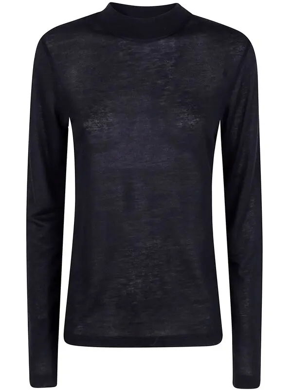 Filippa K Lyocell Cashmere Mock Neck Top - Black