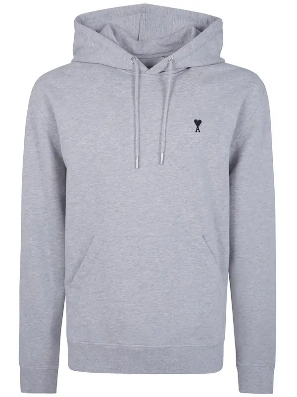 AMI Paris Sweatshirt Contrast Logo "quota De Coeur - Gray