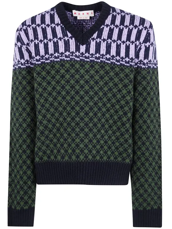 Marni Sweater V Neck "cvmg0157q0.ufh101 - Gray