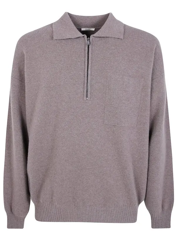 NUUR Sweater Pocket Zip Polo Shirt