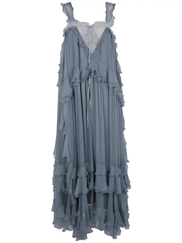 Chloé Dress Ruffle "midi Foulard Dress - Green