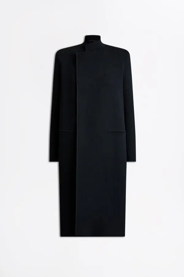Scanlan Theodore Crepe Knit Wrap Funnel Coat - Black