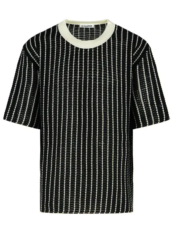 JIL SANDER Crochet' Cotton T-shirt - Black