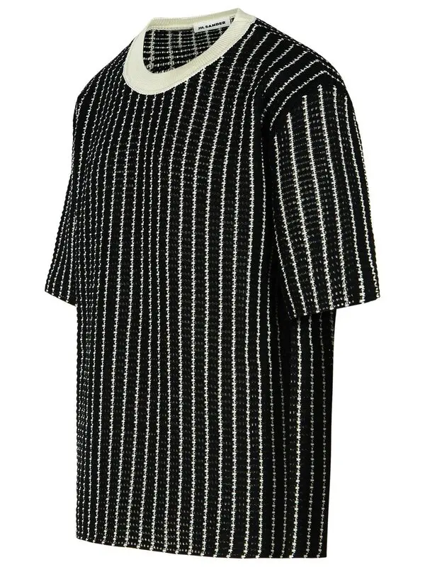 JIL SANDER Crochet' Cotton T-shirt - Black