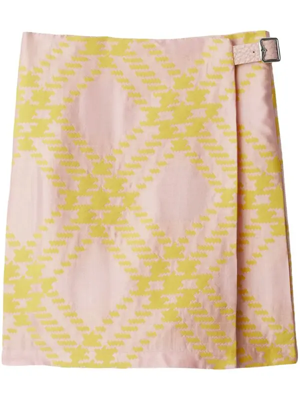 Burberry Jacquard Check Silk-blend Kilt - Pink