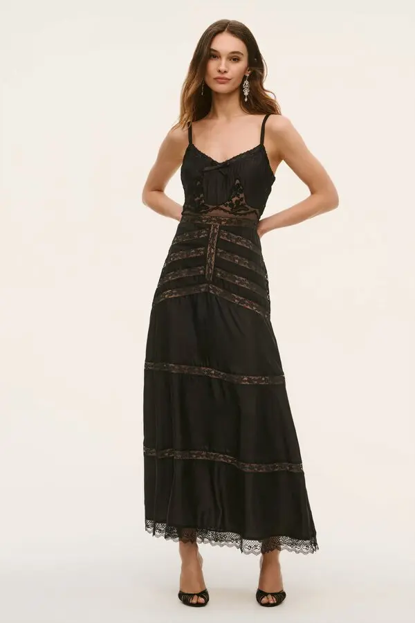 LoveShackFancy Mirabeline Silk Lace Maxi Dress