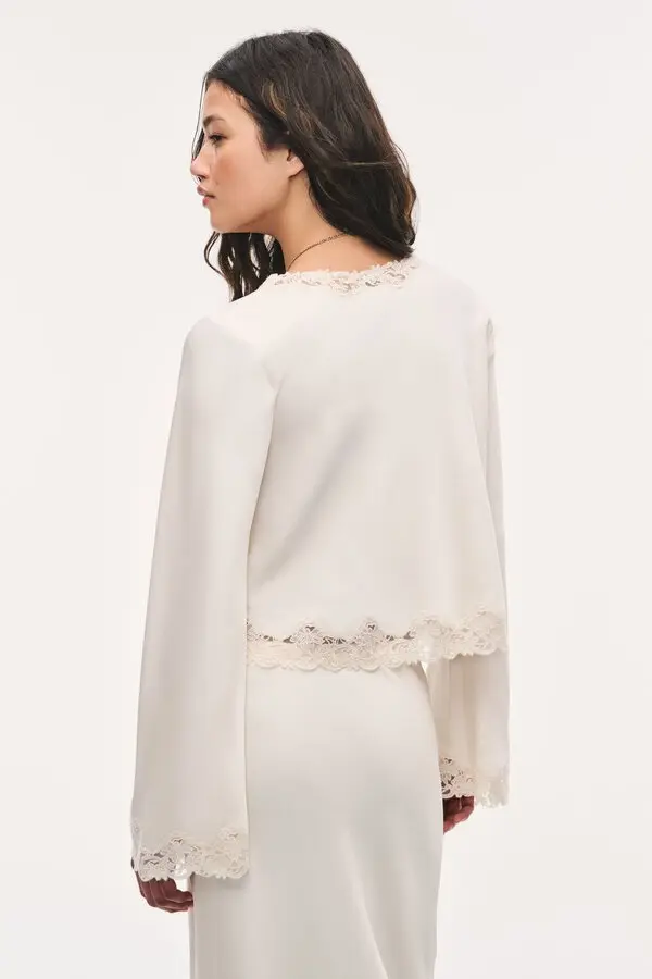 LoveShackFancy Fioretta Lace-trimmed Crepe Top - Pink