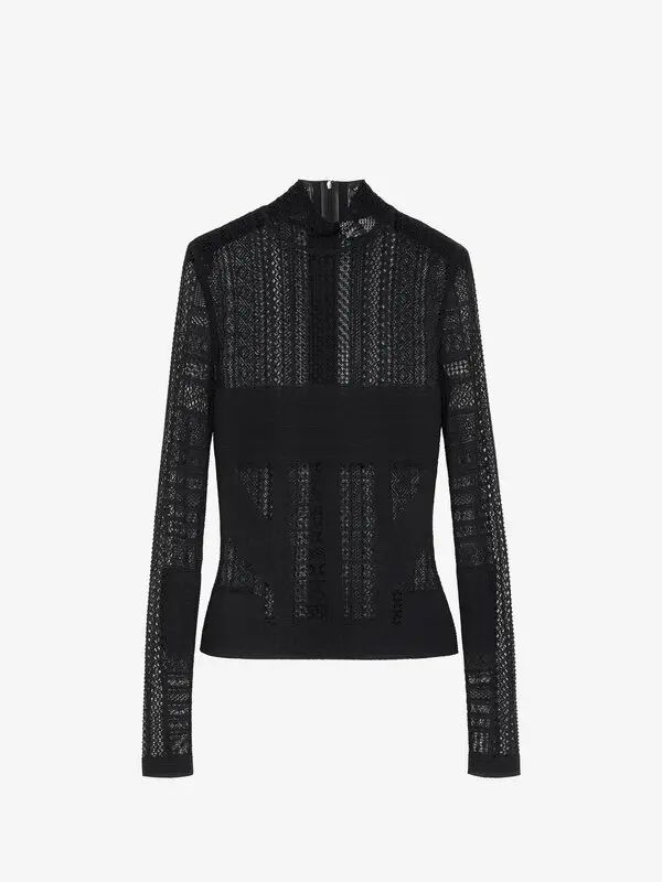 Alexander McQueen Viscose Knit Lace Top