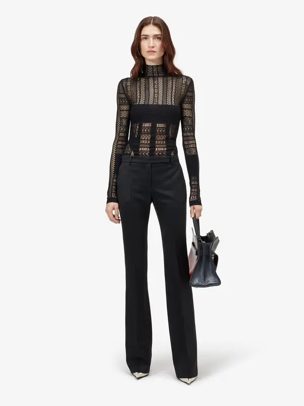 Alexander McQueen Viscose Knit Lace Top