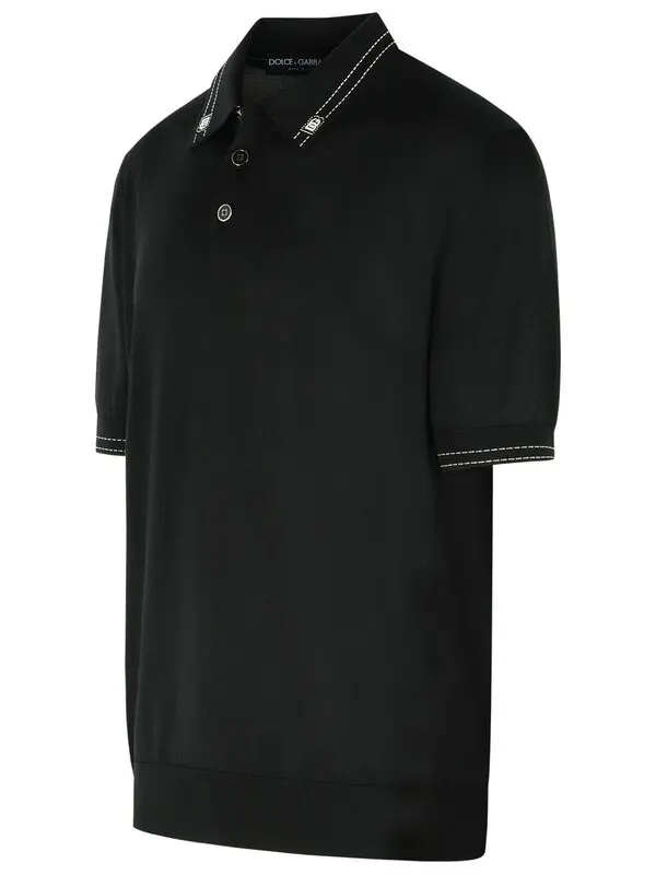 Dolce & Gabbana Silk Polo Shirt - Black
