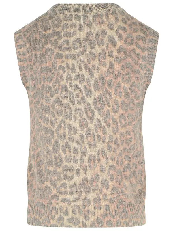 GANNI Leopard' Wool Blend Vest - Brown