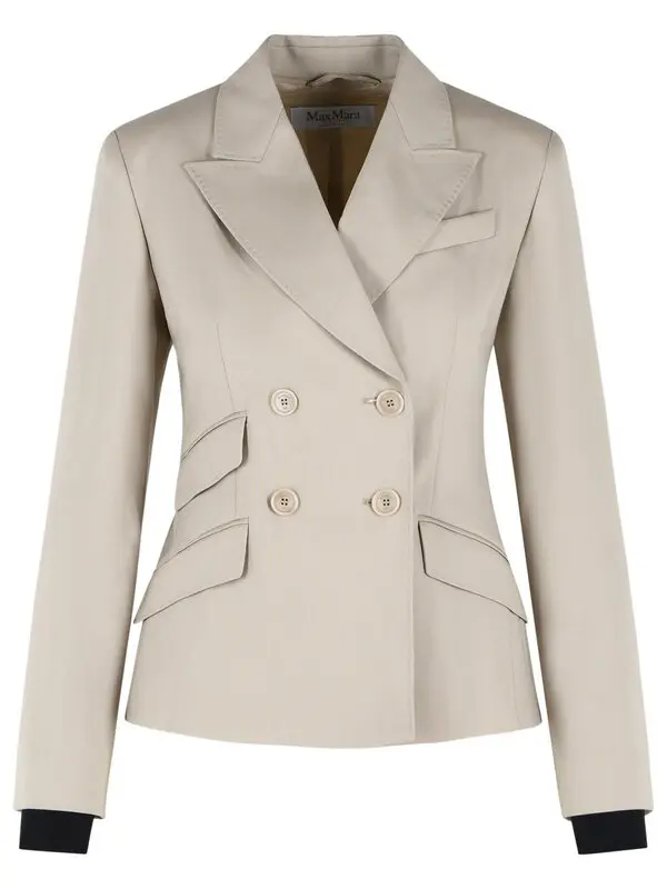 Max Mara Placido' Blazer In Beige Virgin Wool Blend - Cream