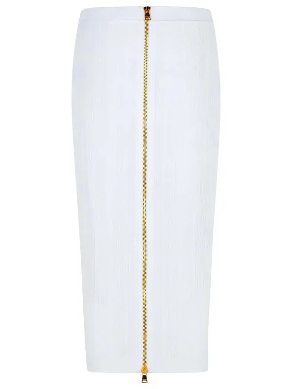 Balmain Long Skirt In Viscose Blend - White