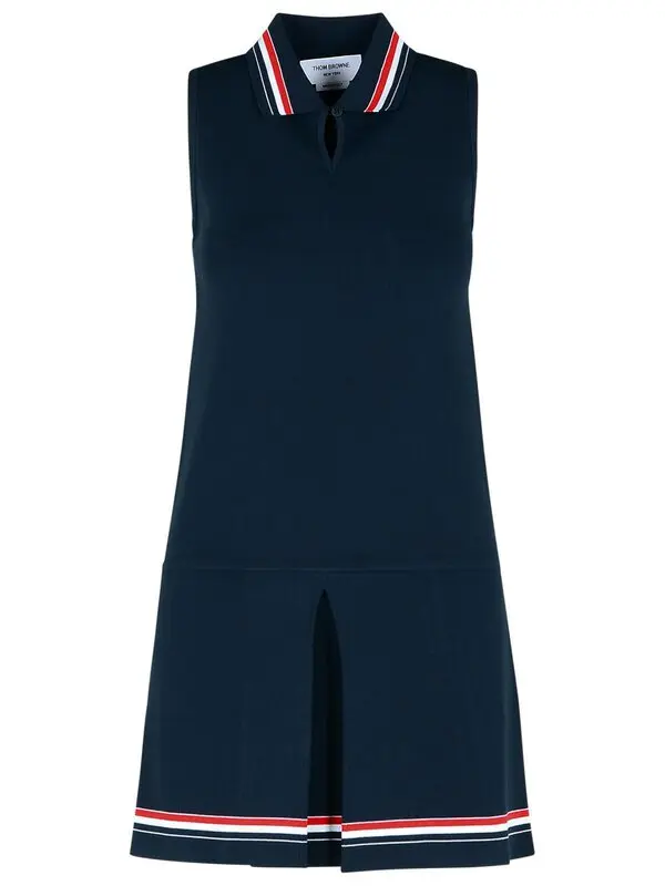 Thom Browne Tennis' Dress In Navy Viscose Blend - Blue