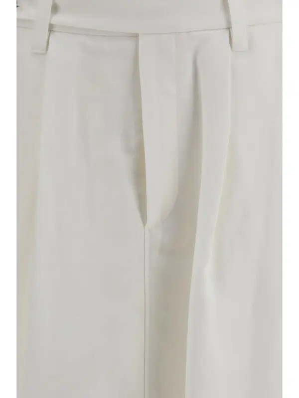 Brunello Cucinelli Fluid Twill Tailored Skirt With Monili - White