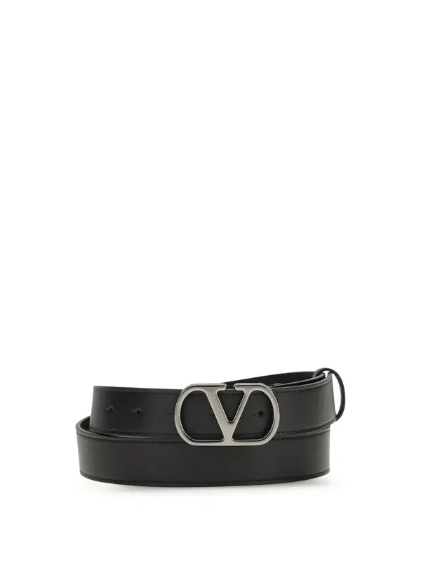 Valentino Garavani Vlogo Signature Leather Belt - Black