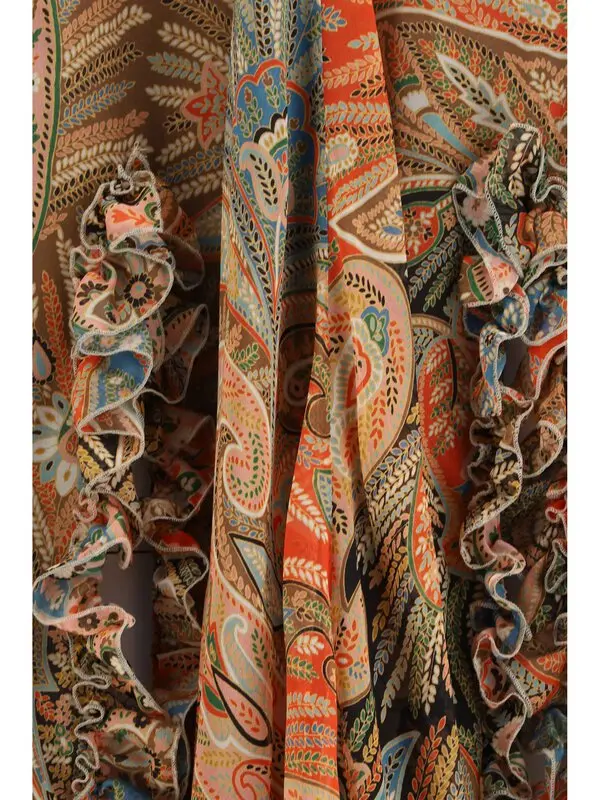 Etro Silk Long Skirt With Flounce And Paisley Motif - Multicolor