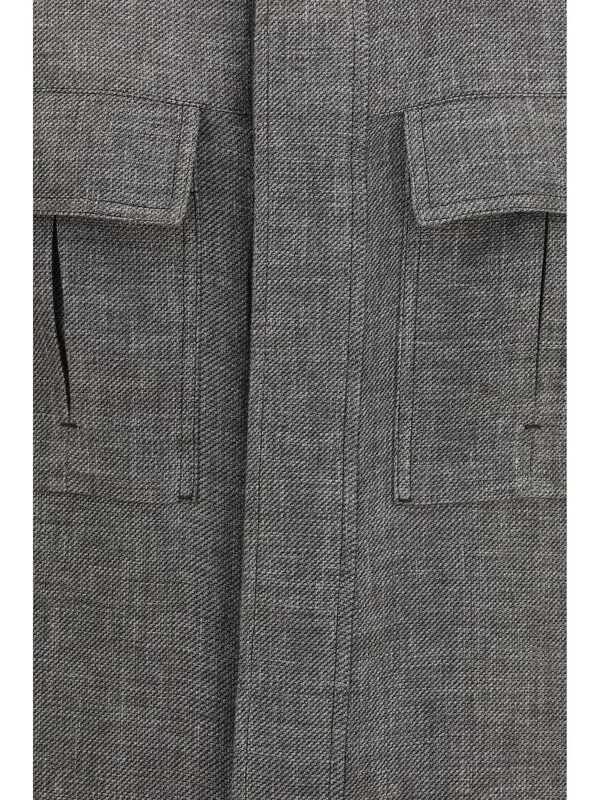 Zegna High-collar Shirt Jacket - Gray