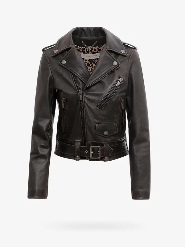 GOLDEN GOOSE Slim Fit Destiny Lived-in Effect Leather Biker Jacket - Black