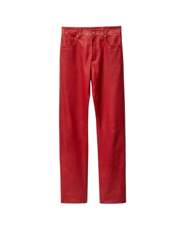 Versace Leather Pants - Red