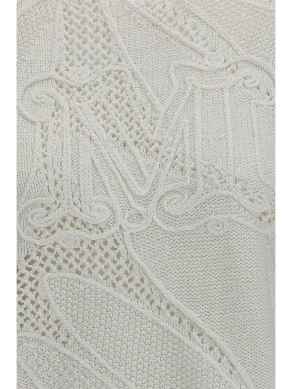 Max Mara Cotton Open-knit Crewneck Sweater - White