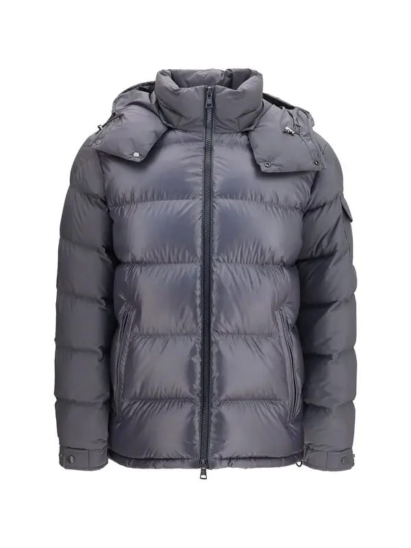 Moncler Maya Short Padded Hooded Jacket - Gray