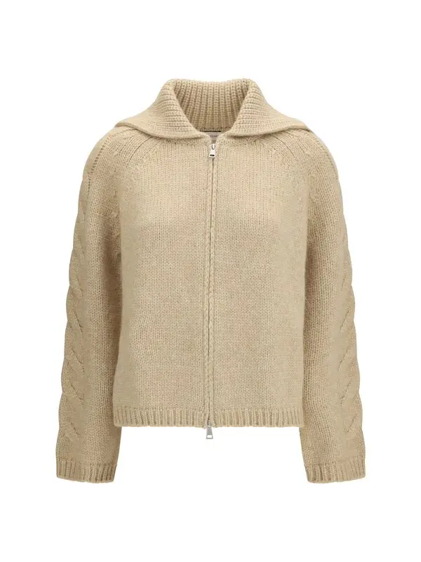 Moncler Alpaca And Wool Blend Zip Cardigan - Multicolor