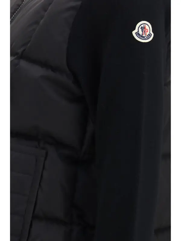 Moncler Quilted Wool Padded Cardigan With Zip