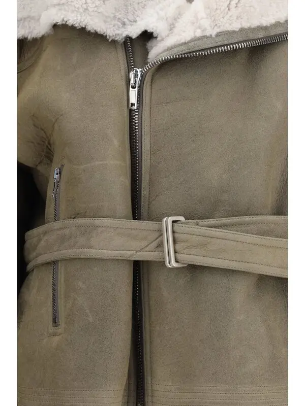 Rick Owens Cropped Suede And Shearling Flight Jacket