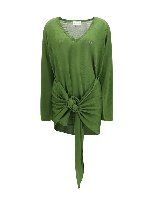 Attico Ribbed Viscose Mini Dress - Green