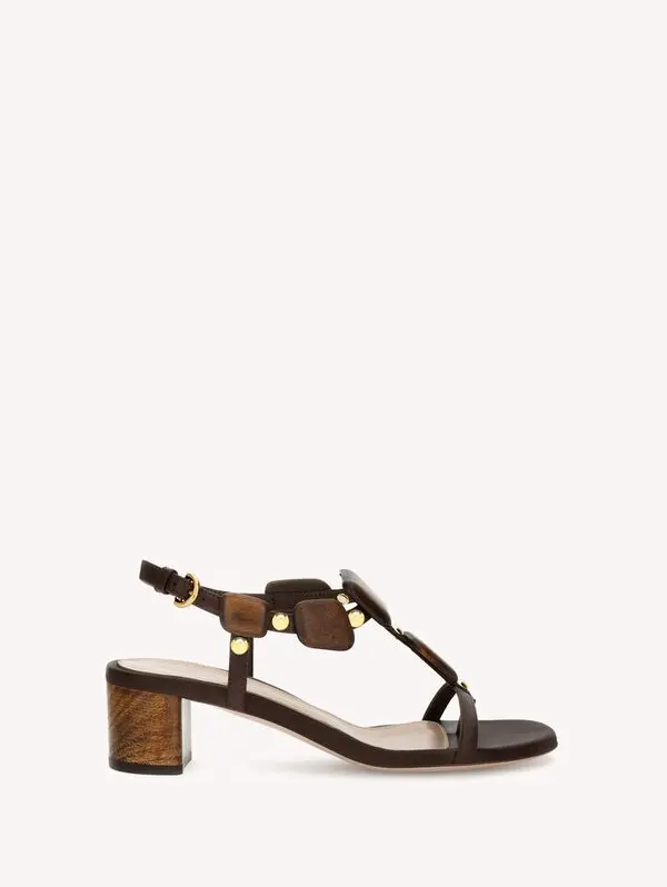 GIANVITO ROSSI Leather Beaded Sandals - Brown