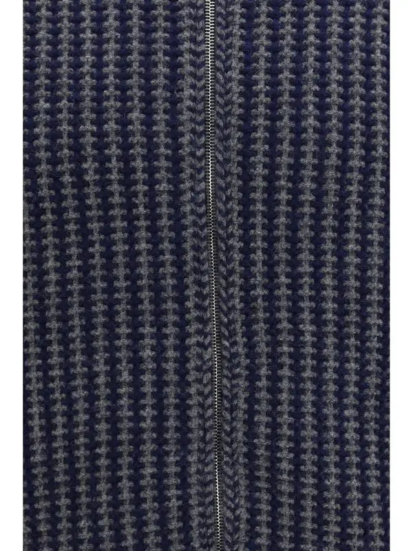 Versace Intarsia Wool Knit Zip Cardigan