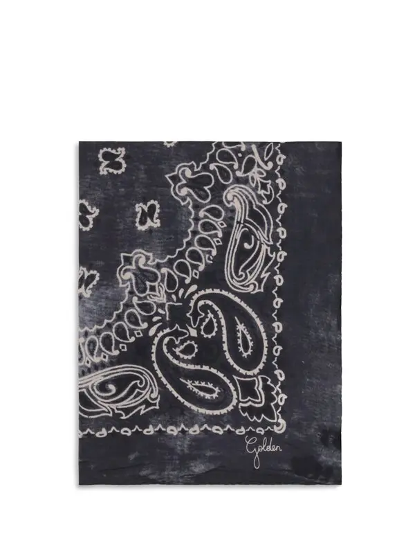 GOLDEN GOOSE Golden Paisley Printed Silk Scarf - Gray