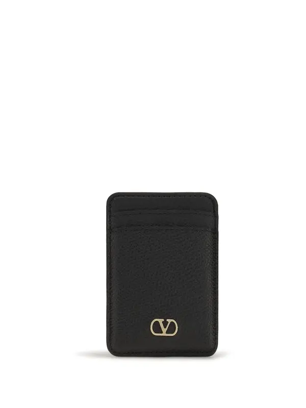 Valentino Garavani Vlogo Signature Magnetic Card Holder - Black