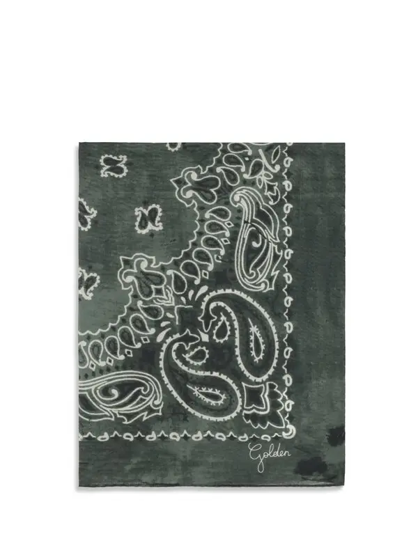 GOLDEN GOOSE Golden Paisley Printed Silk Scarf - Green