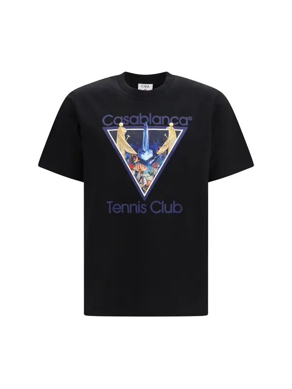 Casablanca Tennis Club Monde Perdu Print T-shirt - Black