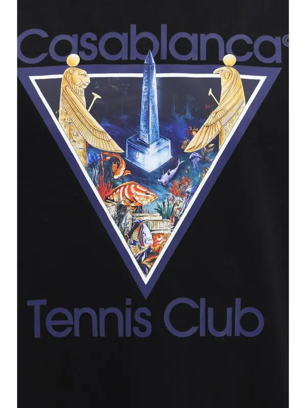 Casablanca Tennis Club Monde Perdu Print T-shirt - Black