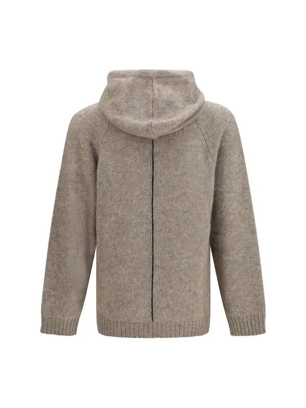 Giorgio Armani Alpaca-knit Hooded Sweatshirt With Contrasting Trims