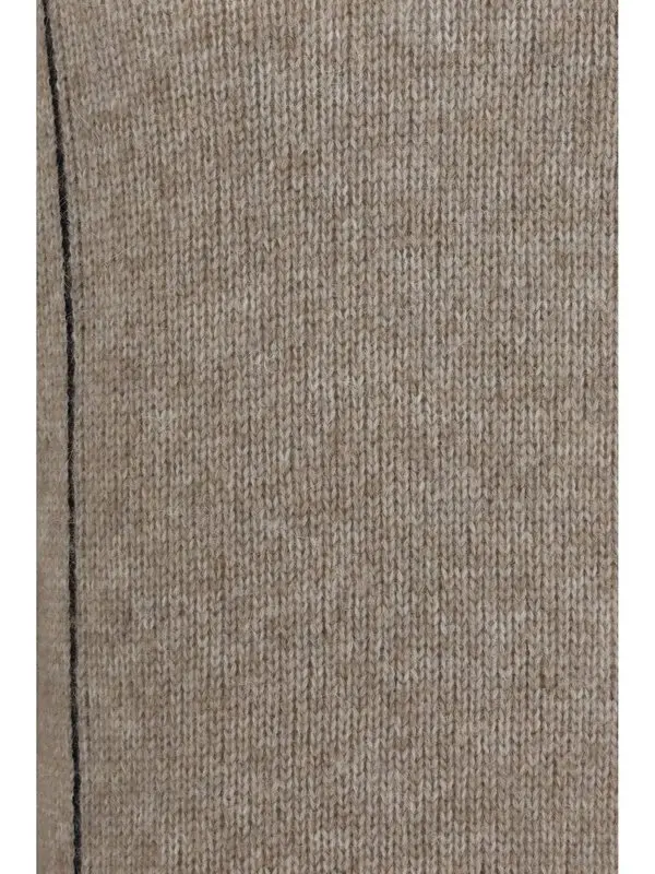 Giorgio Armani Alpaca-knit Hooded Sweatshirt With Contrasting Trims - Cream
