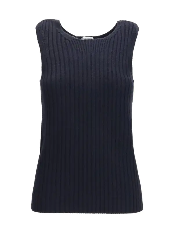 Bottega Veneta Merino Wool Ribbed Tank Top - Blue