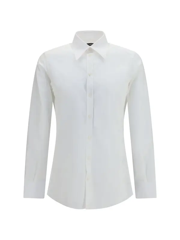 Dolce & Gabbana Gold Cotton Poplin Shirt - White