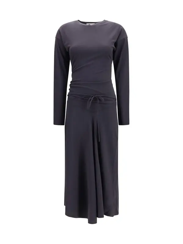 LEMAIRE Draped Fitted Long Dress - Gray