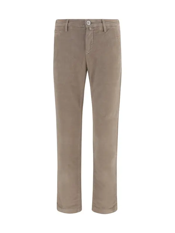JACOB COHЁN Bobby Slim Chino Pants In Stretch Cotton Gabardine - Cream