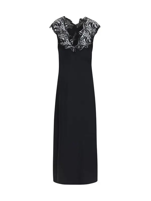 FERRAGAMO Silk Dress With Lace