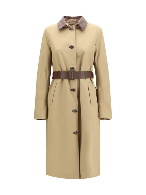 Jacob Cohen Reversible Cotton Gabardine And Cashmere Pied-de-poule Trench Coat - Brown