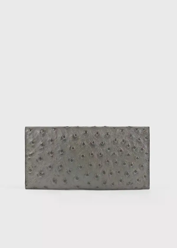 TOTEME T-lock Ostrich-embossed Wallet - Grey