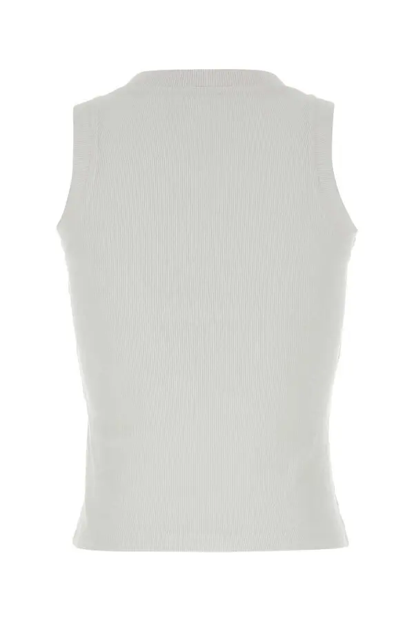 Off-White Stretch Cotton Tank Top - White