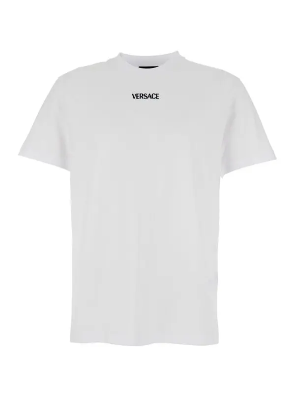 Versace T-shirt With Lettering Logo On The Front In Cotton