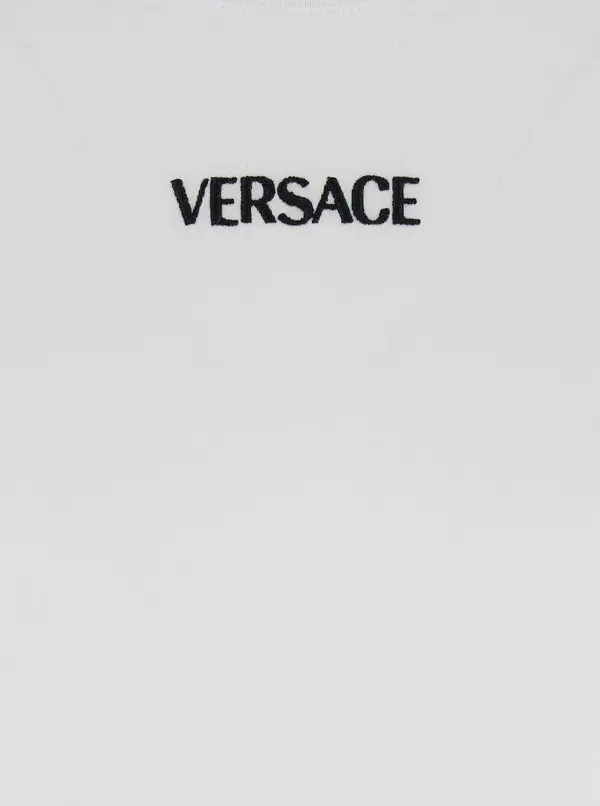 Versace T-shirt With Lettering Logo On The Front In Cotton
