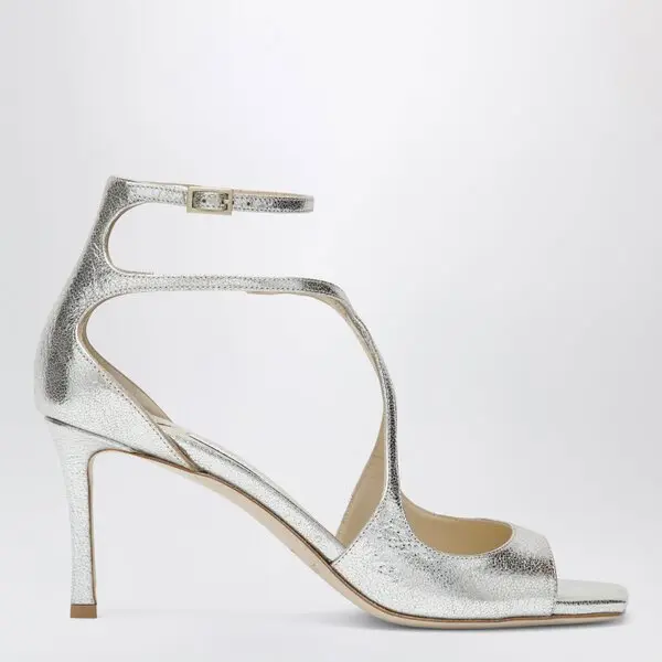 JIMMY CHOO Champagne Azia 75 Sandal - Silver